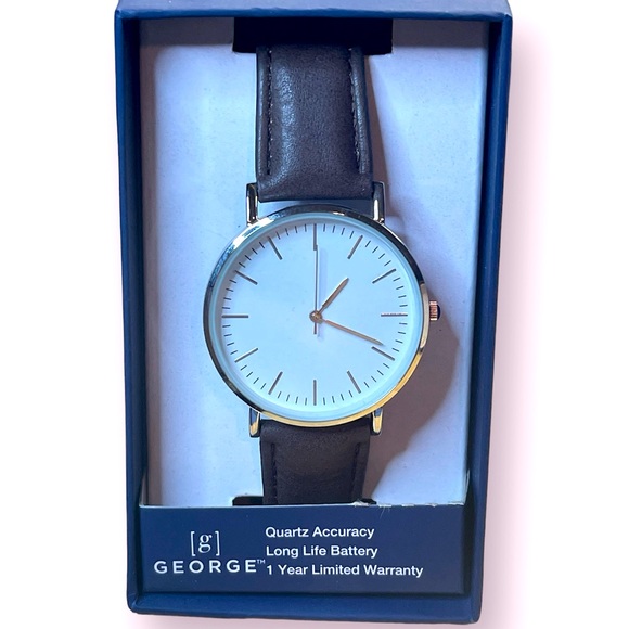 George | Accessories | Nib George Round Leather Strap Quartz Accuracy ...